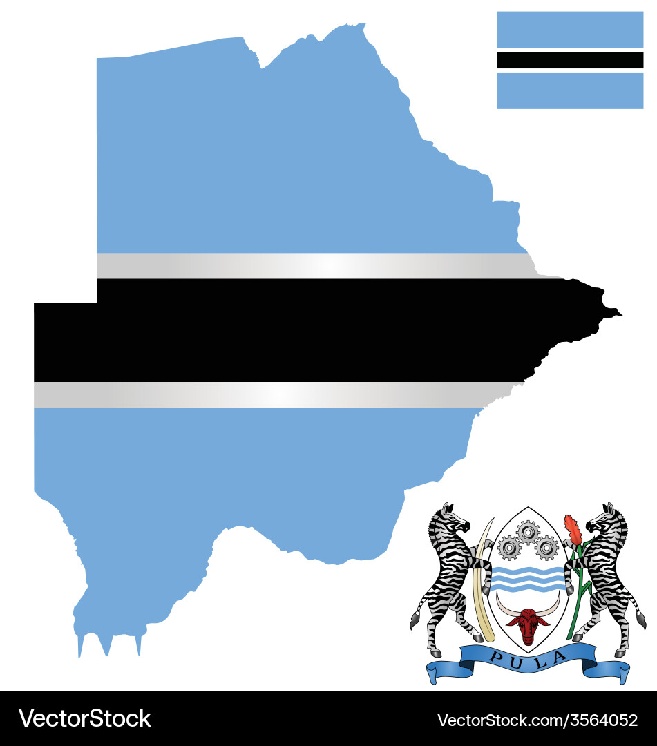 Botswana Flag and Coat of Arms Royalty Free Vector Image
