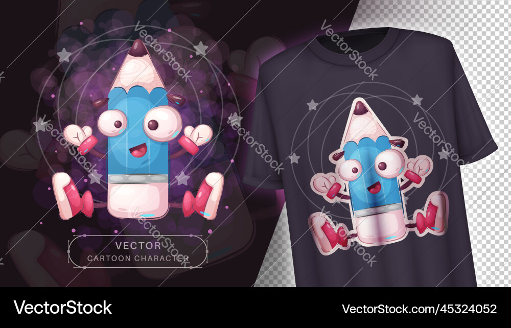 Cartoon character happy art pencil Royalty Free Vector Image