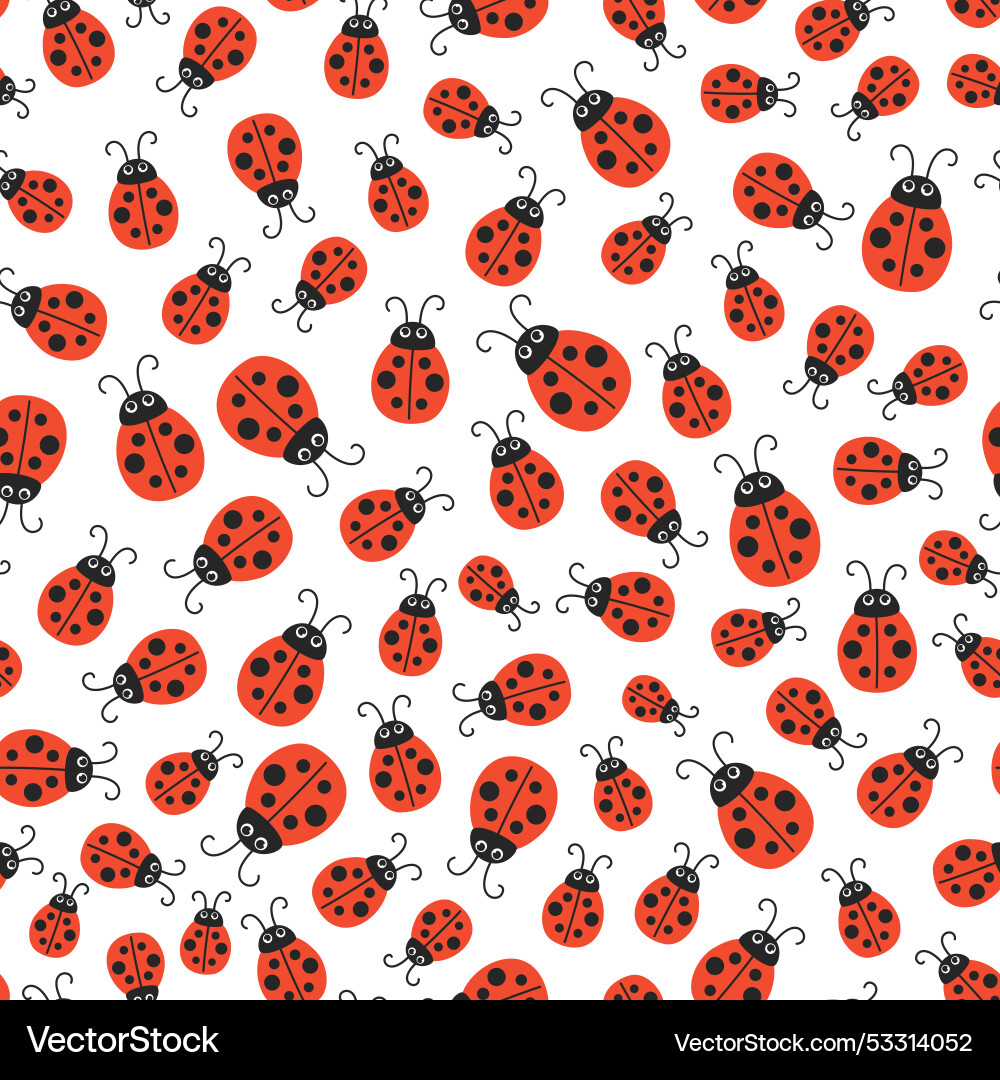 Cute ladybugs seamless pattern children Royalty Free Vector