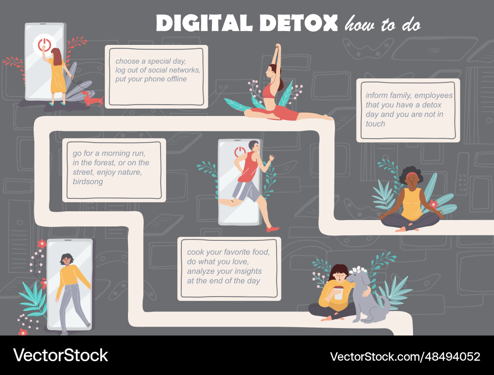 Digitale Detox Infografik Lizenzfreies Vektorbild