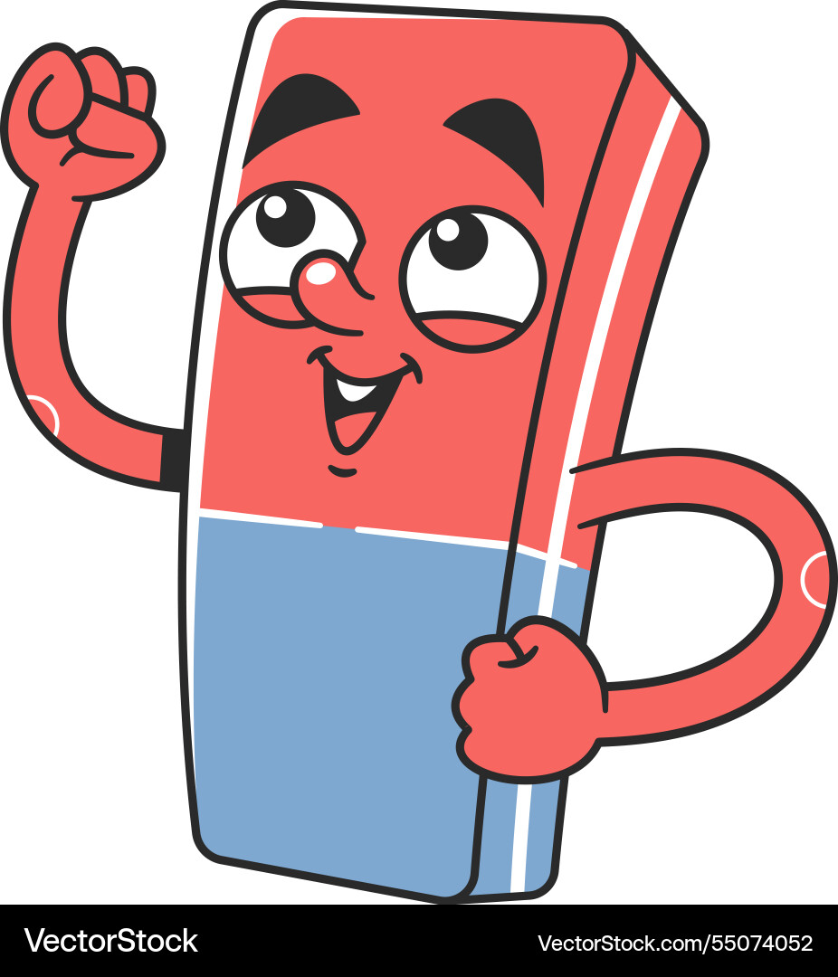 Happy eraser school supply character Royalty Free Vector
