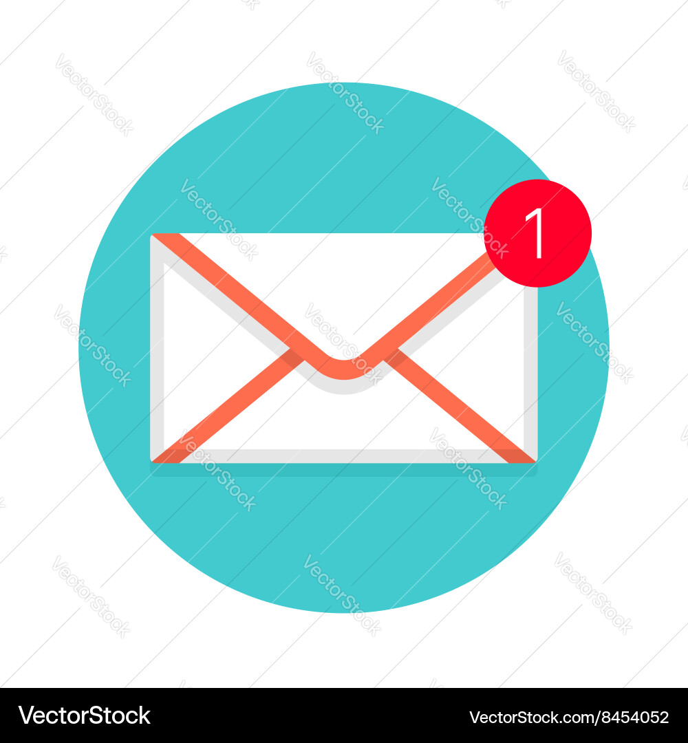 Icon of new mail envelope white with red Vector Image