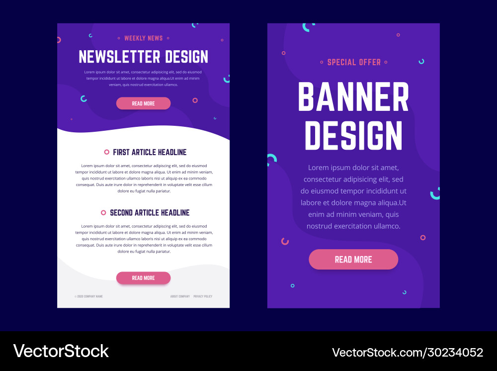 Newsletter email design template and vertical Vector Image