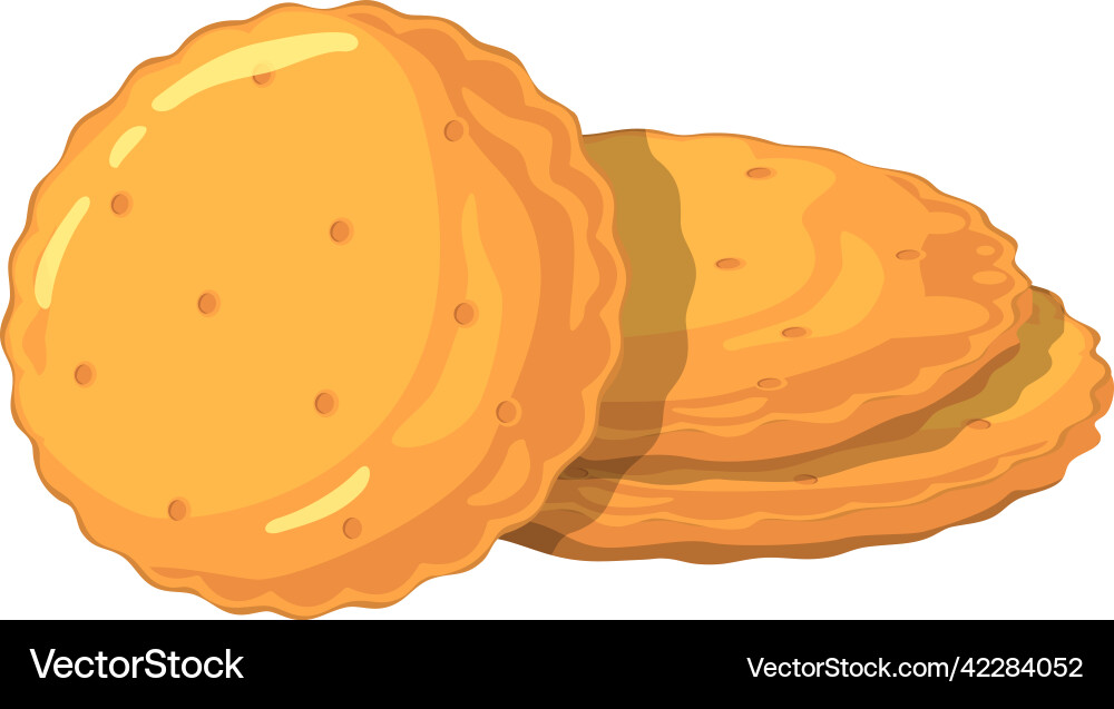 Round shortbread biscuit cartoon icon salty snack Vector Image