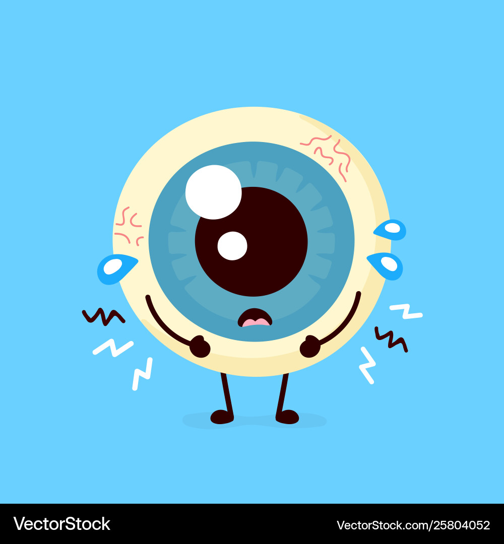 Sad unhealthy sick human eyeball organ Royalty Free Vector