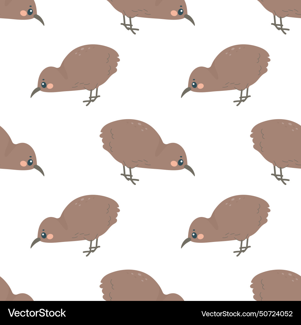 Seamless pattern with kiwi bird on white Vector Image