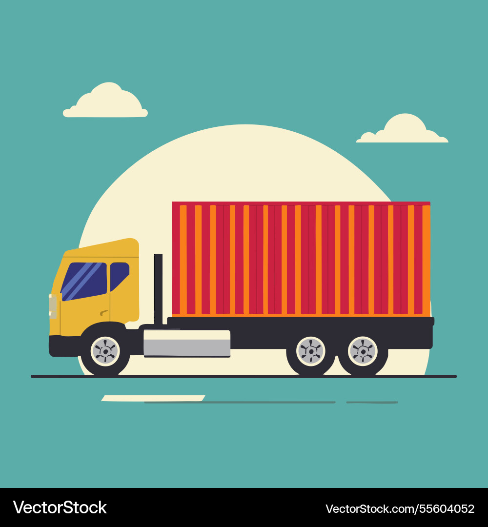 Truck with container cartoon Royalty Free Vector Image