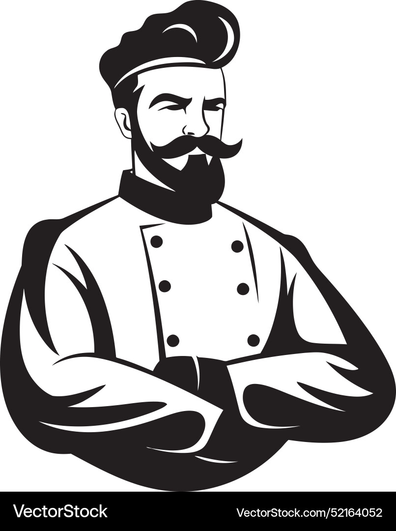 Whisking up memories a black and white chef Vector Image