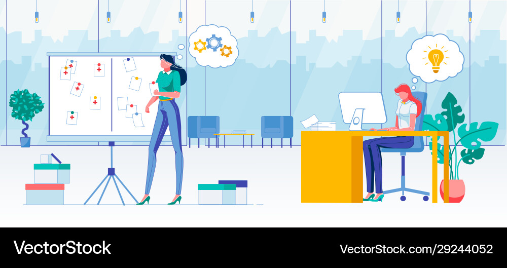 Work task accomplishment flat Royalty Free Vector Image