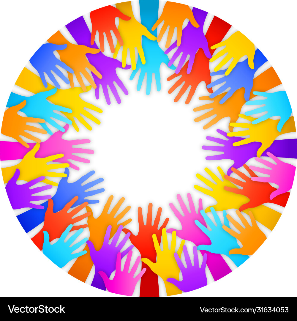 Colorful hands frame Royalty Free Vector Image