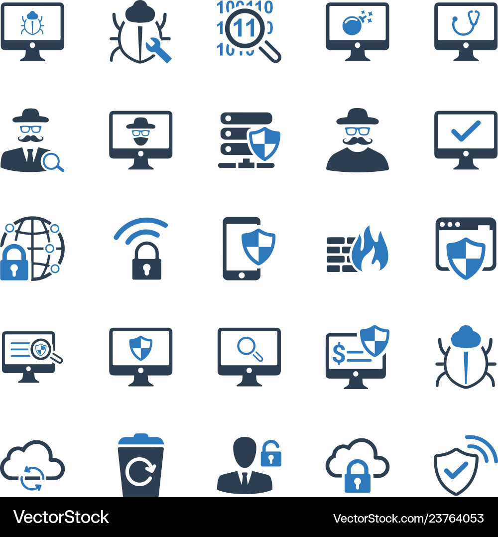 Cyber Security Icon Set Royalty Free Vector Image