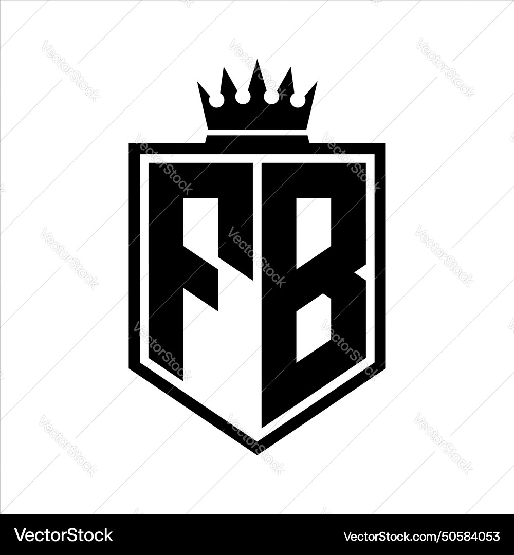 Fb logo monogram bold shield geometric shape Vector Image