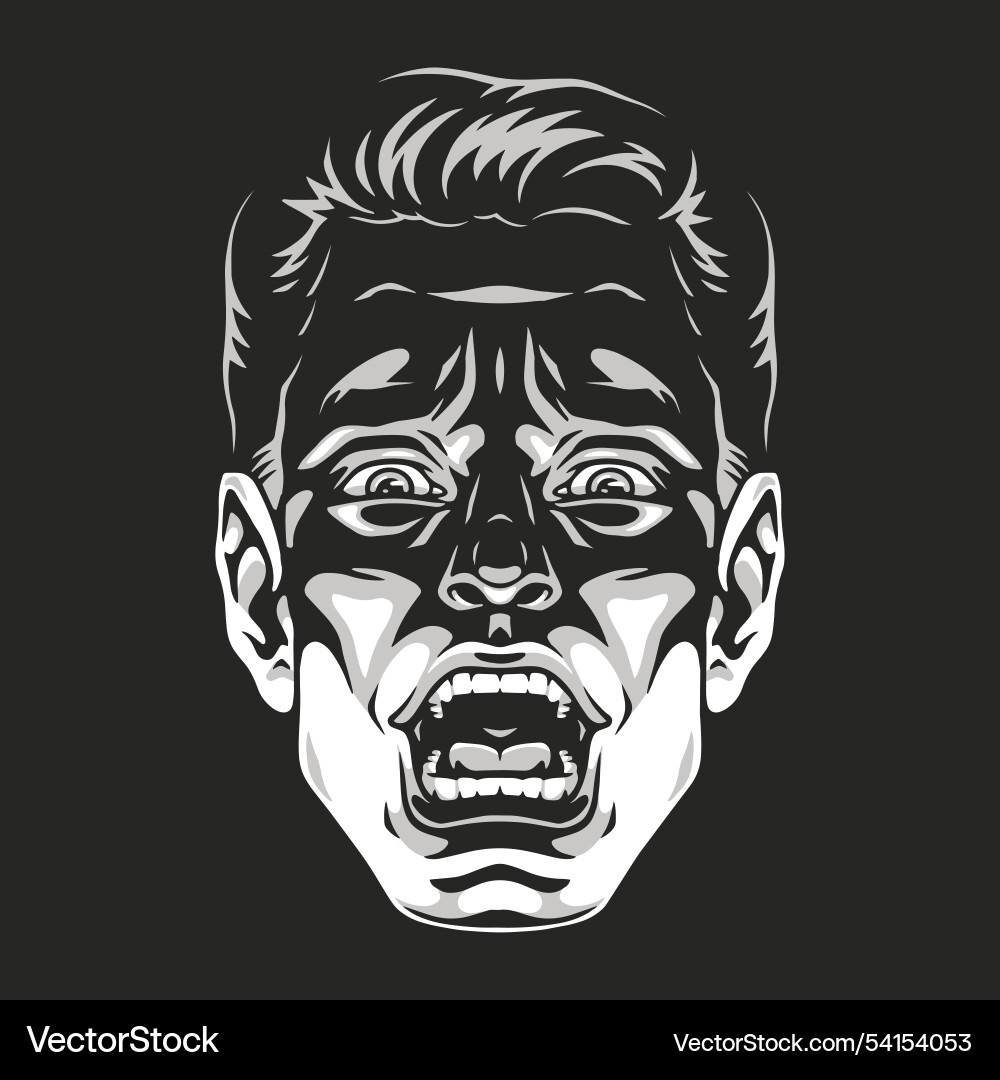 Fear depicted in black-and-white design Royalty Free Vector