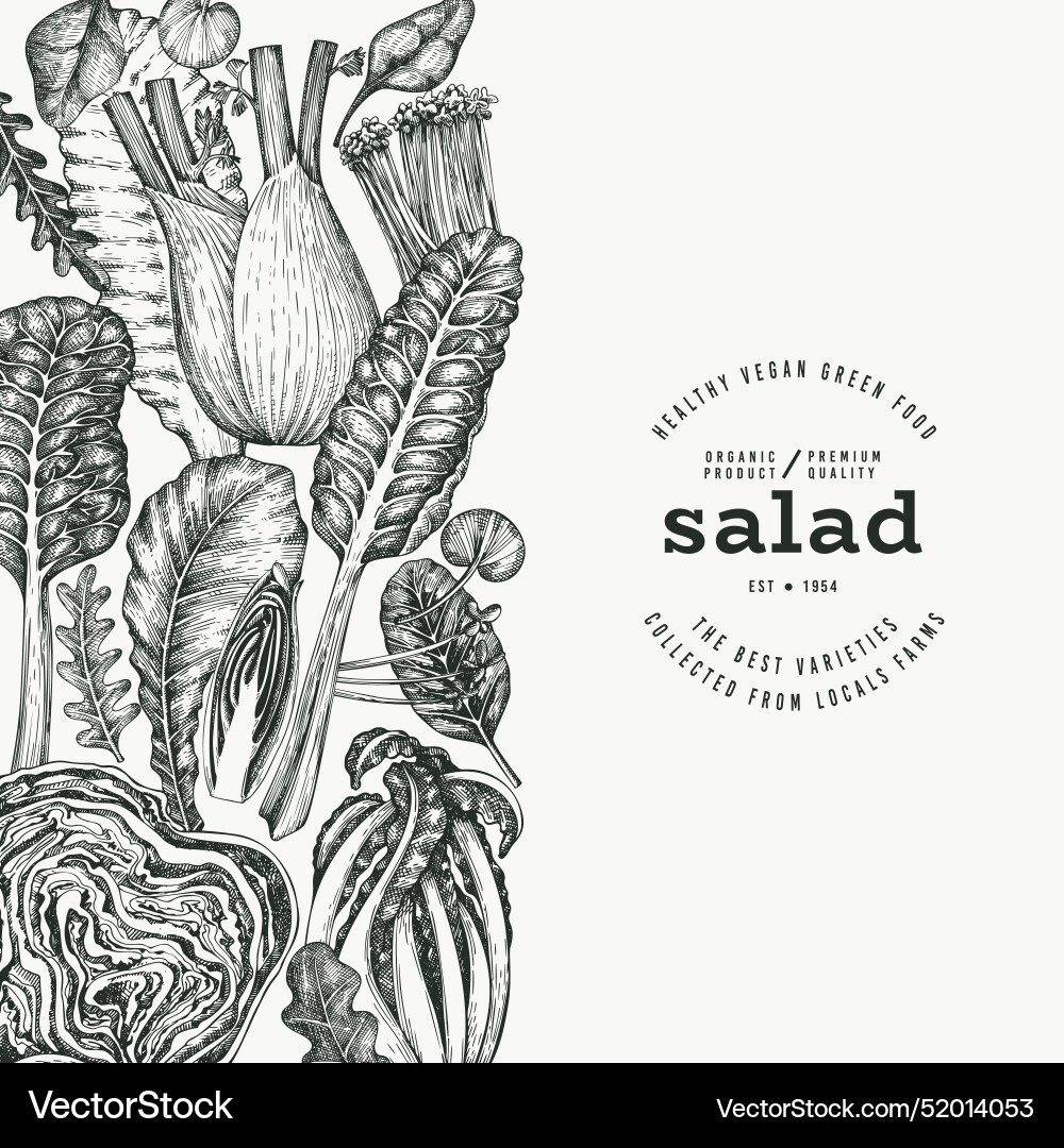 Green vegetable design template hand drawn Vector Image