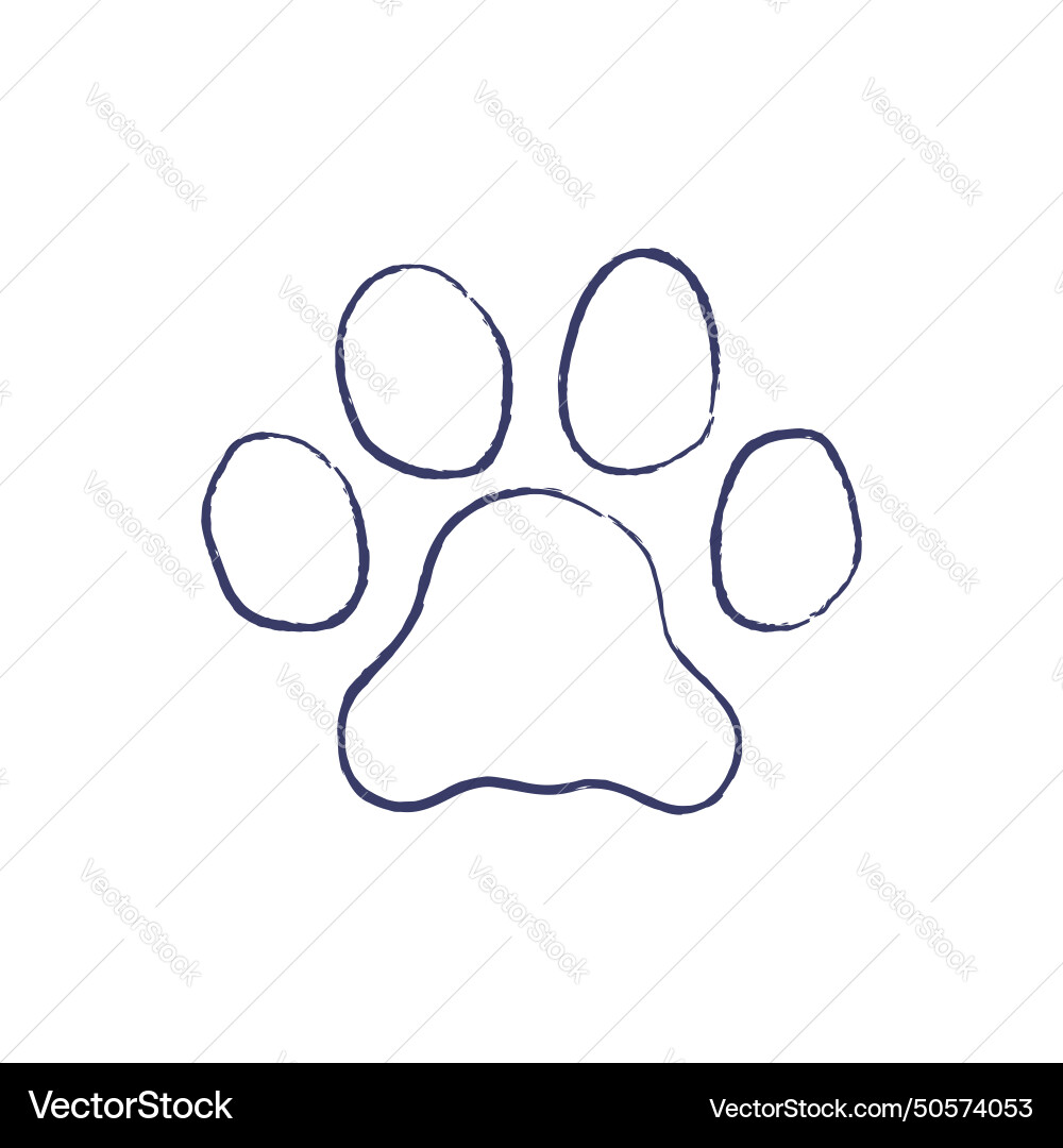Hand drawn doodle outline cat paw Royalty Free Vector Image