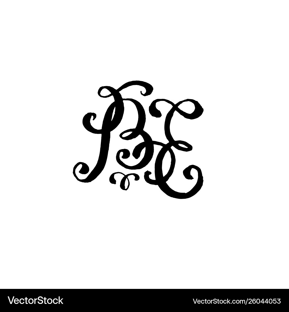 Hand drawn letters b and e for wedding logo Vector Image