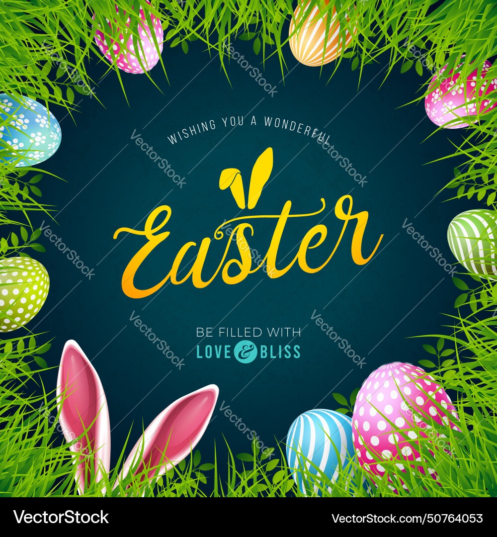 Happy easter with rabbit ears Royalty Free Vector Image