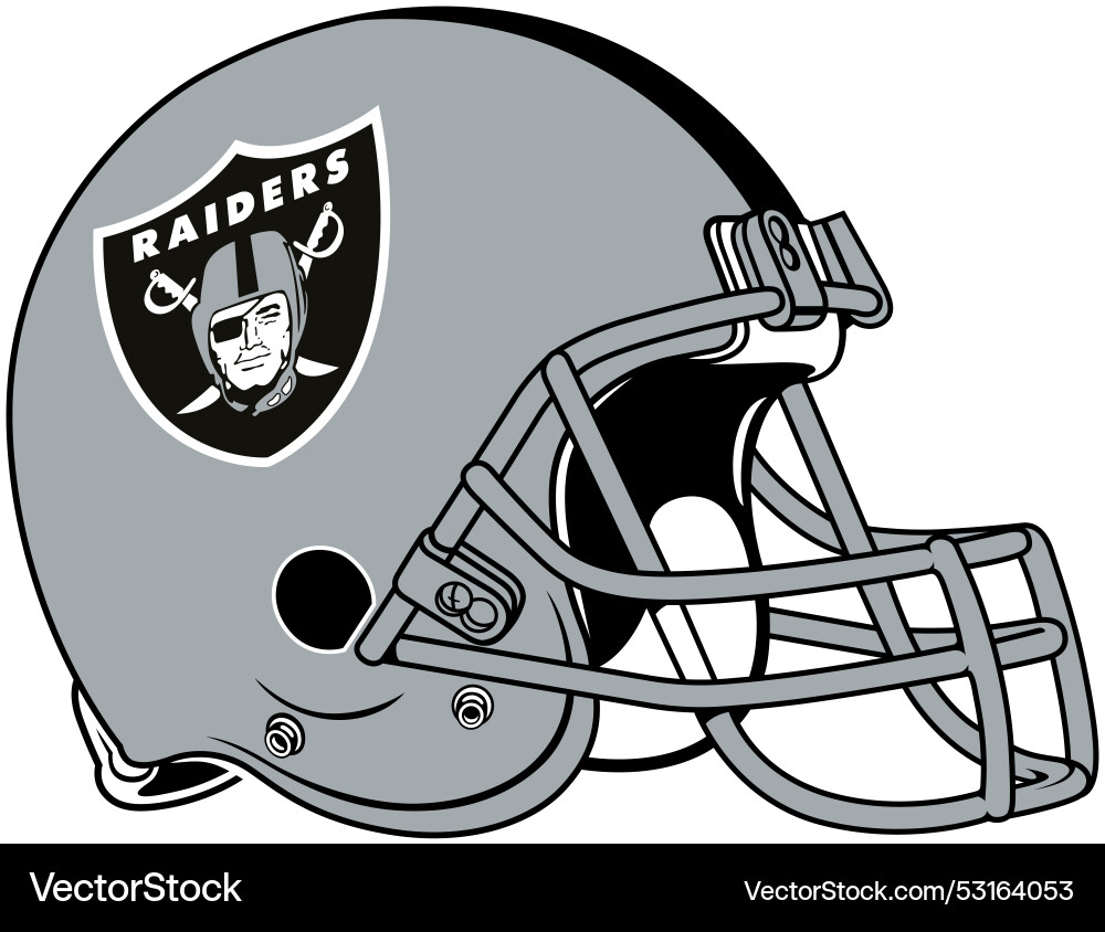 Las Vegas Raiders Gray Helmet Royalty Free Vector Image