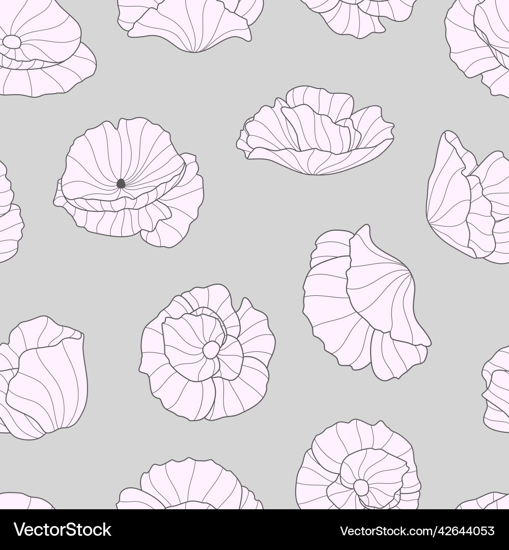 Line flowers seamless pattern botanical art Vector Image