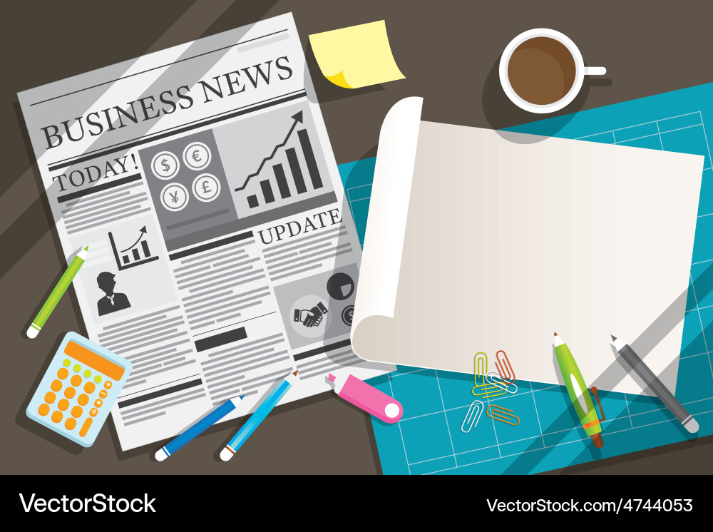 Newspaper and blank paper object background Vector Image