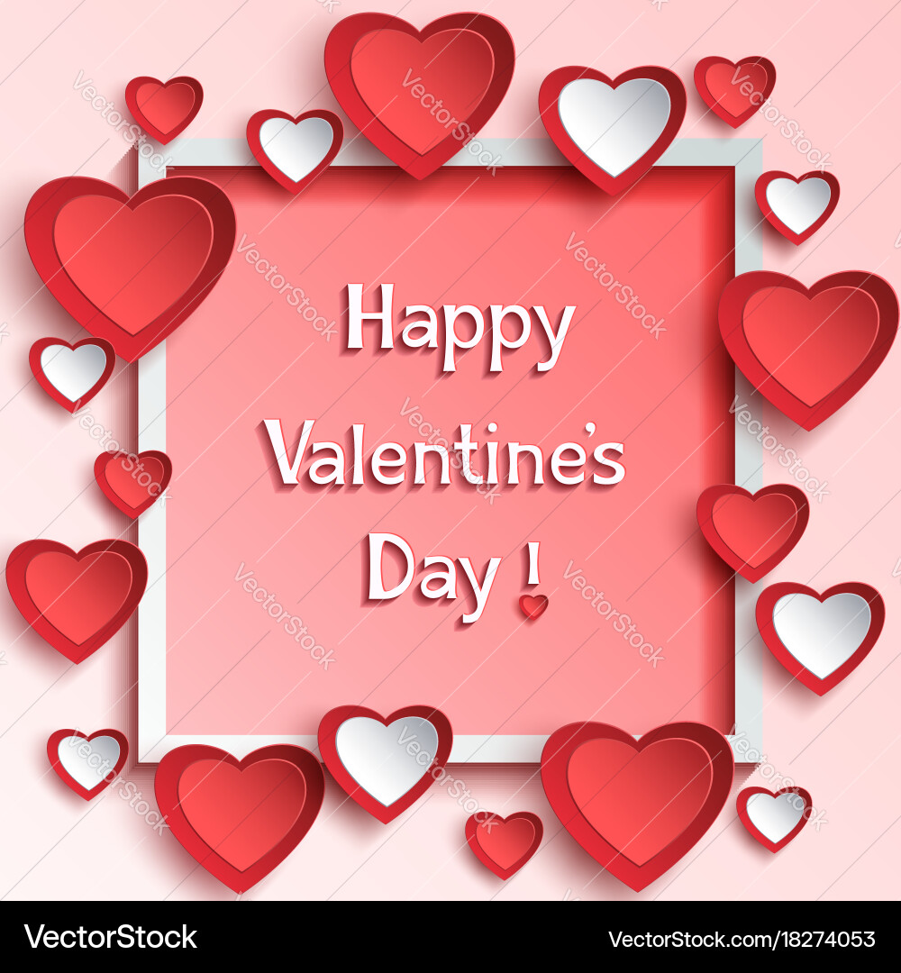 Red Paper Hearts Valentine Frame Royalty Free Vector Image
