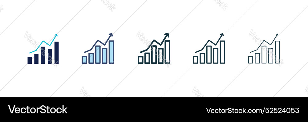 Stagflation icon set black filled and outlined Vector Image