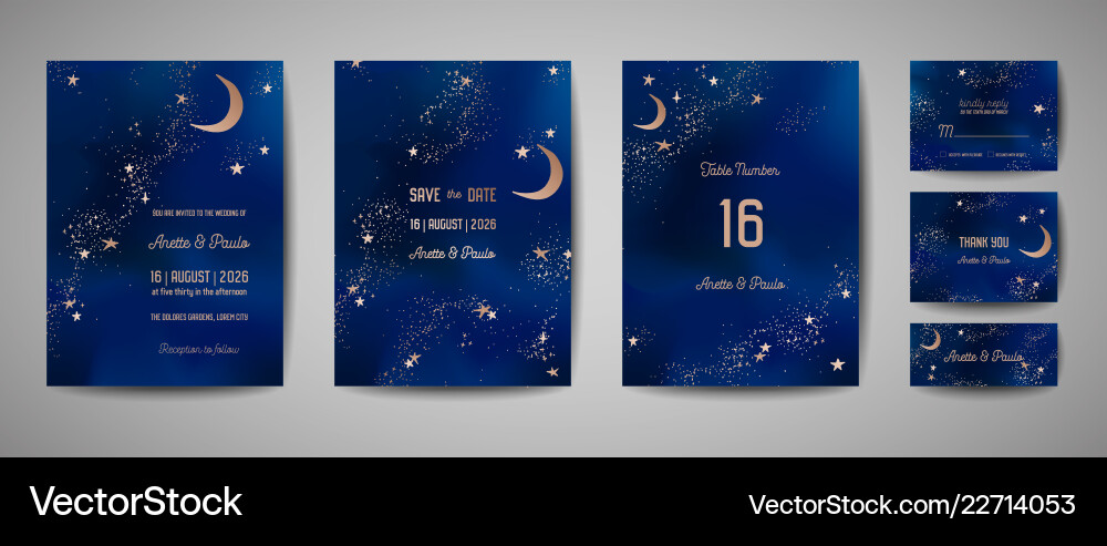 Wedding moonlight night invitation save the date Vector Image