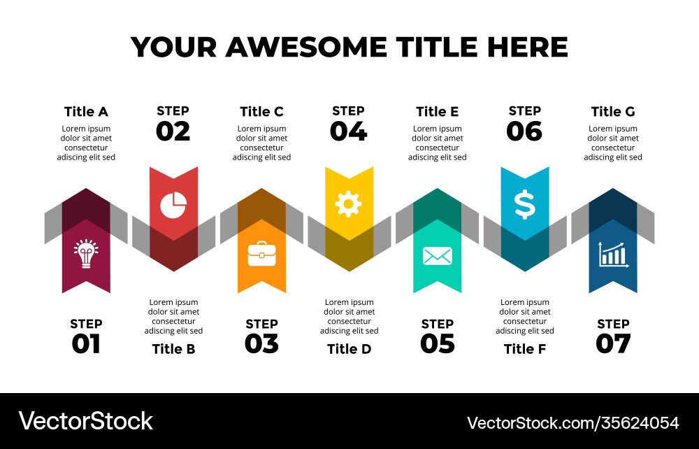 Arrows infographic 7 steps presentation Royalty Free Vector