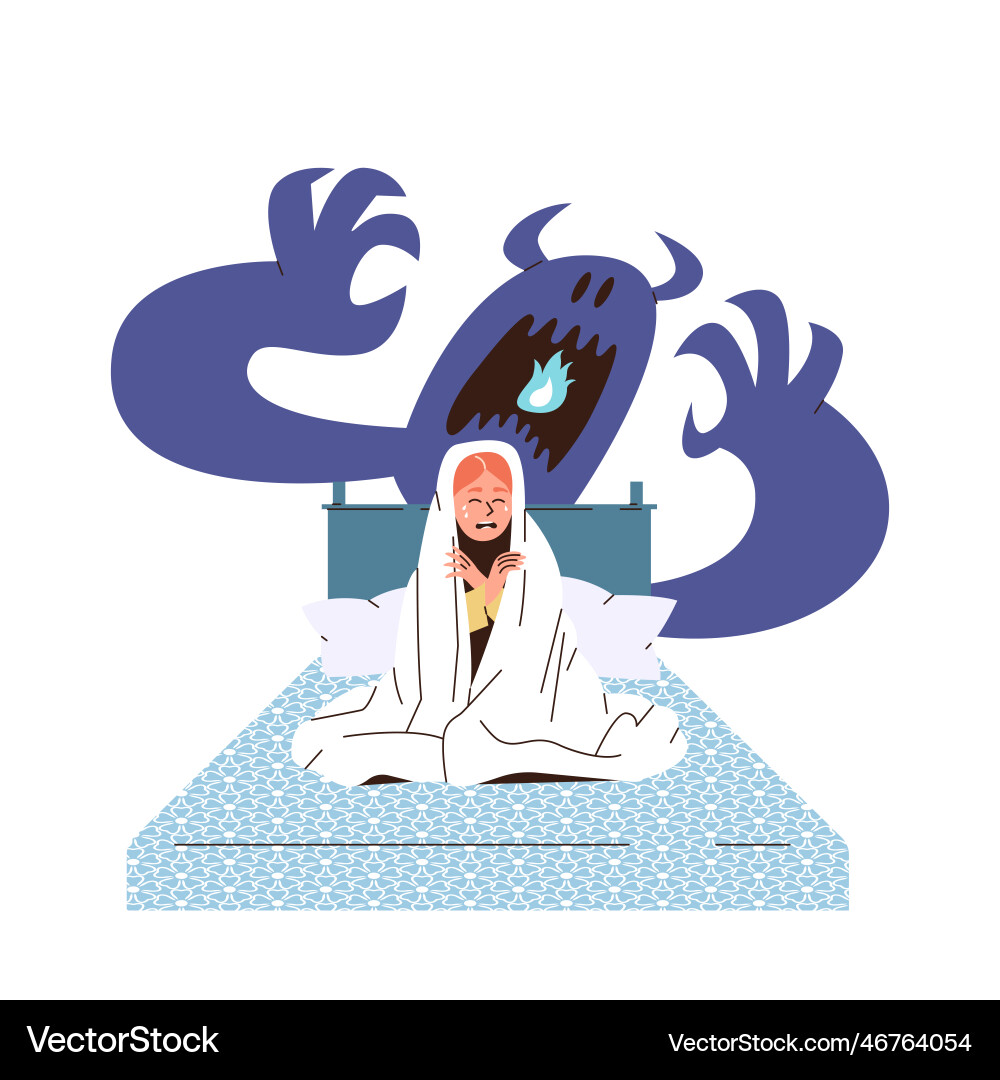 Crying creaming scared girl child afraid Vector Image