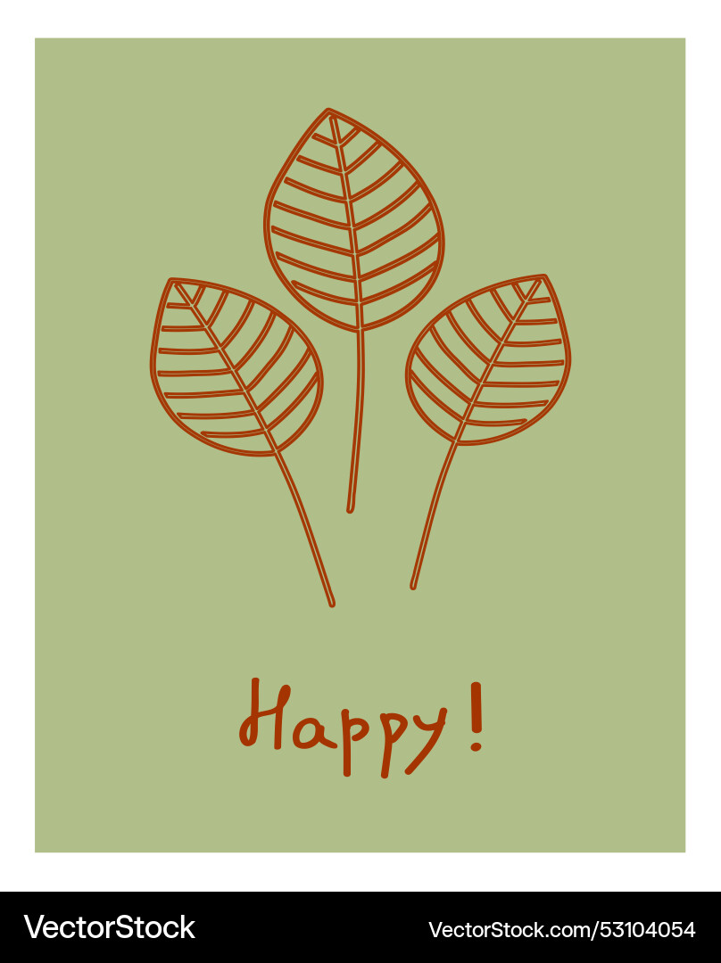 Decorative of three leaf outlines Royalty Free Vector Image