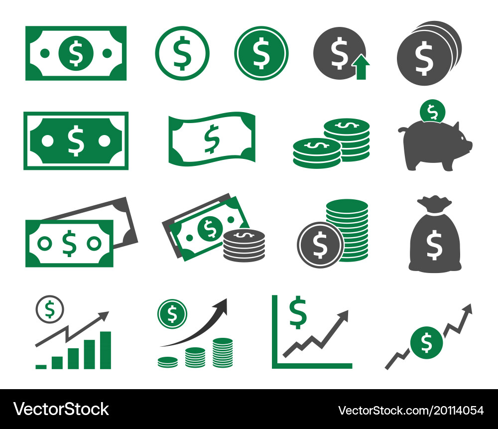 Dollar icons set money icon Royalty Free Vector Image