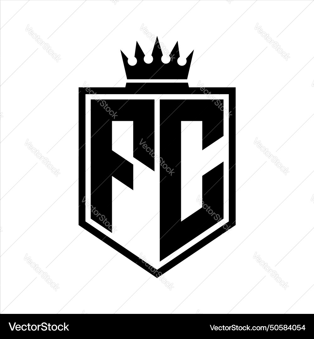 Fc logo monogram bold shield geometric shape Vector Image