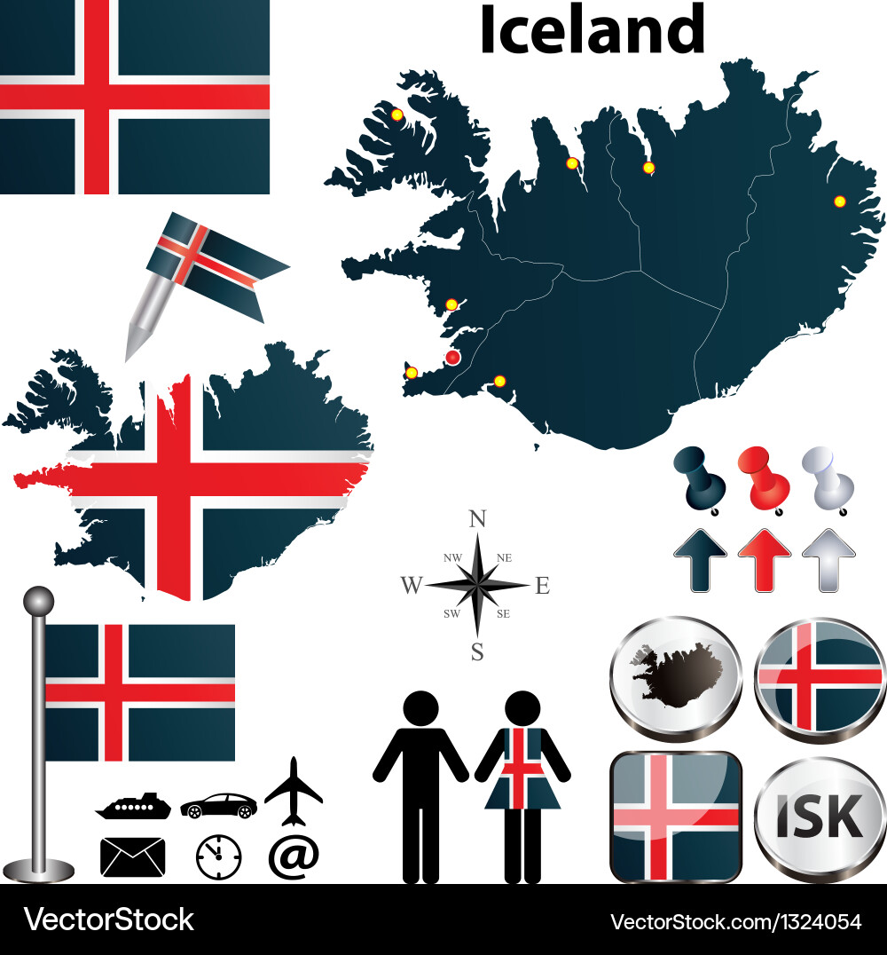 Map of iceland Royalty Free Vector Image - VectorStock
