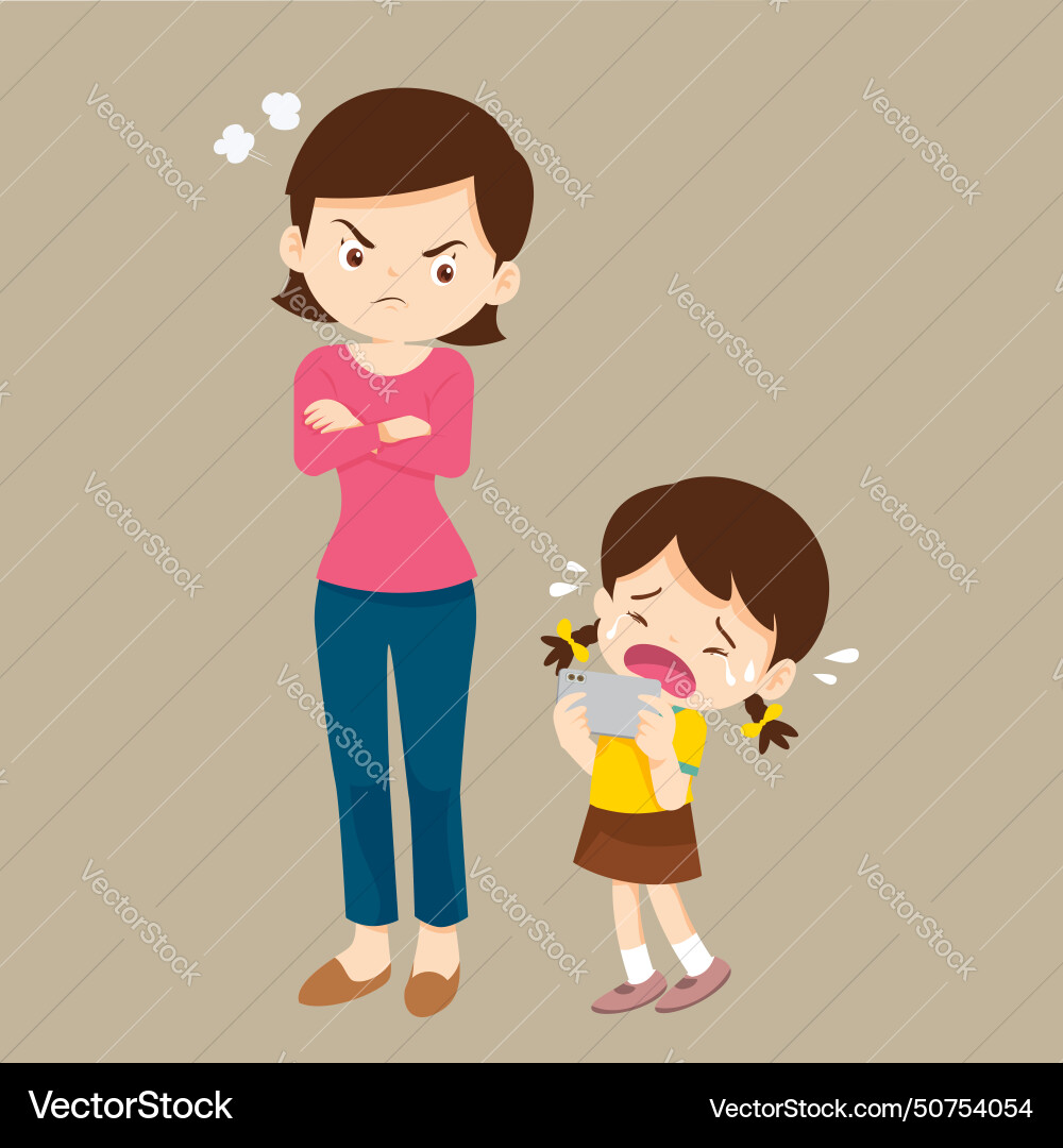 Parent angry to kid addicted phone Royalty Free Vector Image