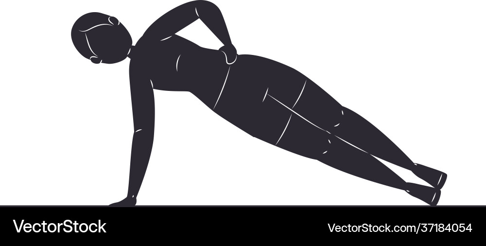 Side plank silhouette Royalty Free Vector Image