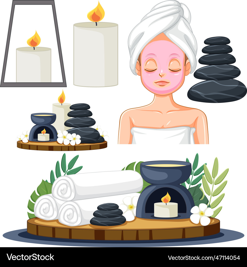 Spa and sauna self care elements collection Vector Image