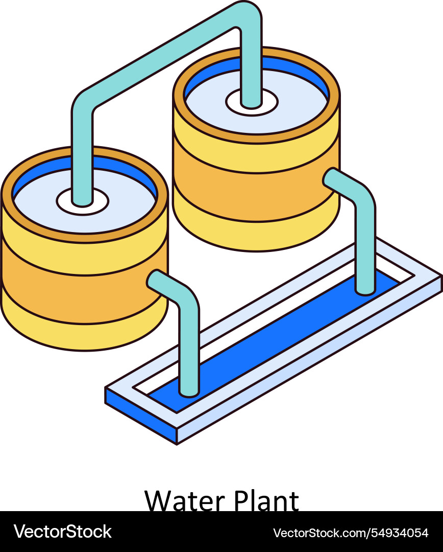 Water plant isometric filled Royalty Free Vector Image