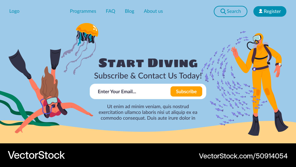 Watersport activities dive center promo Royalty Free Vector