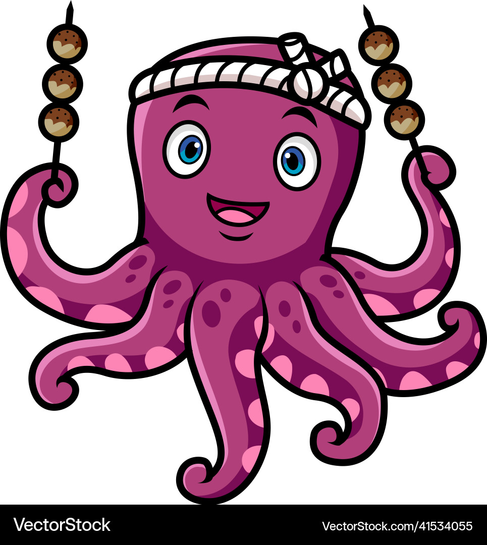 Cartoon octopus takoyaki ch Royalty Free Vector Image