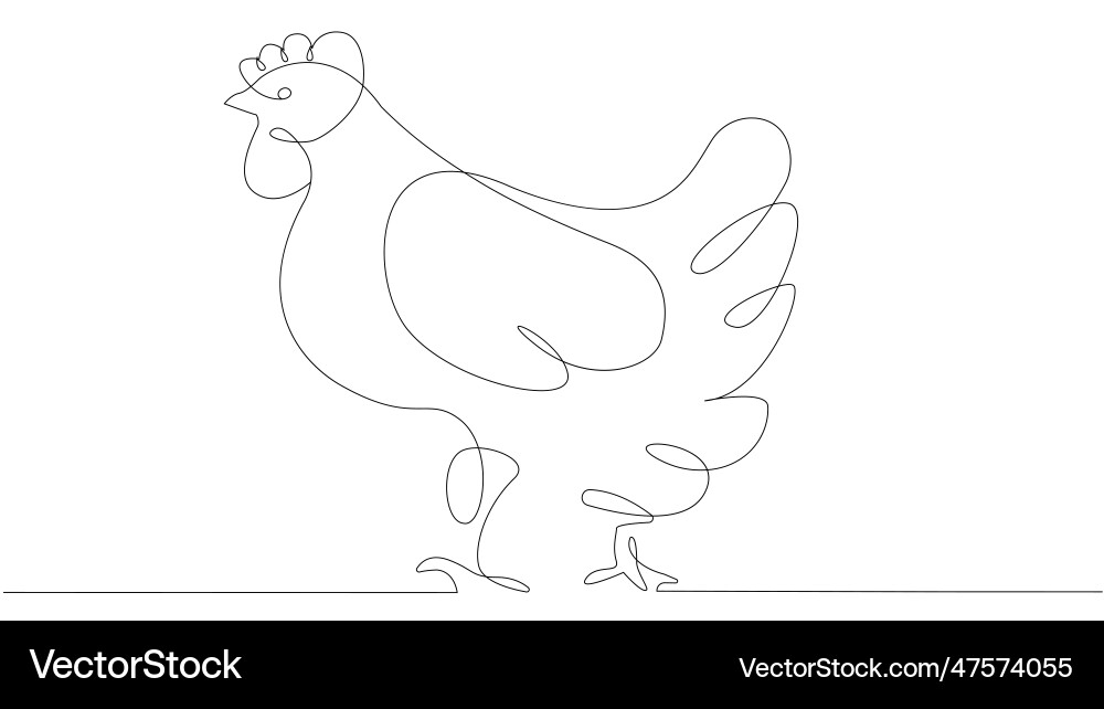 Chicken continious simple line concept Royalty Free Vector