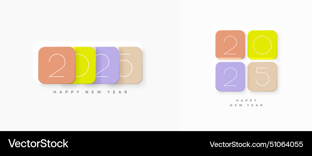 Colorful new year 2025 number with numbers over a Vector Image