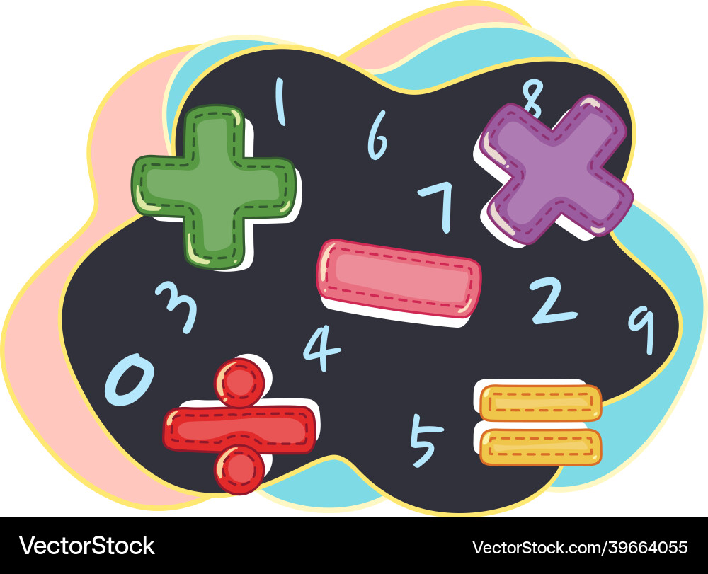 Math number and symbol font Royalty Free Vector Image