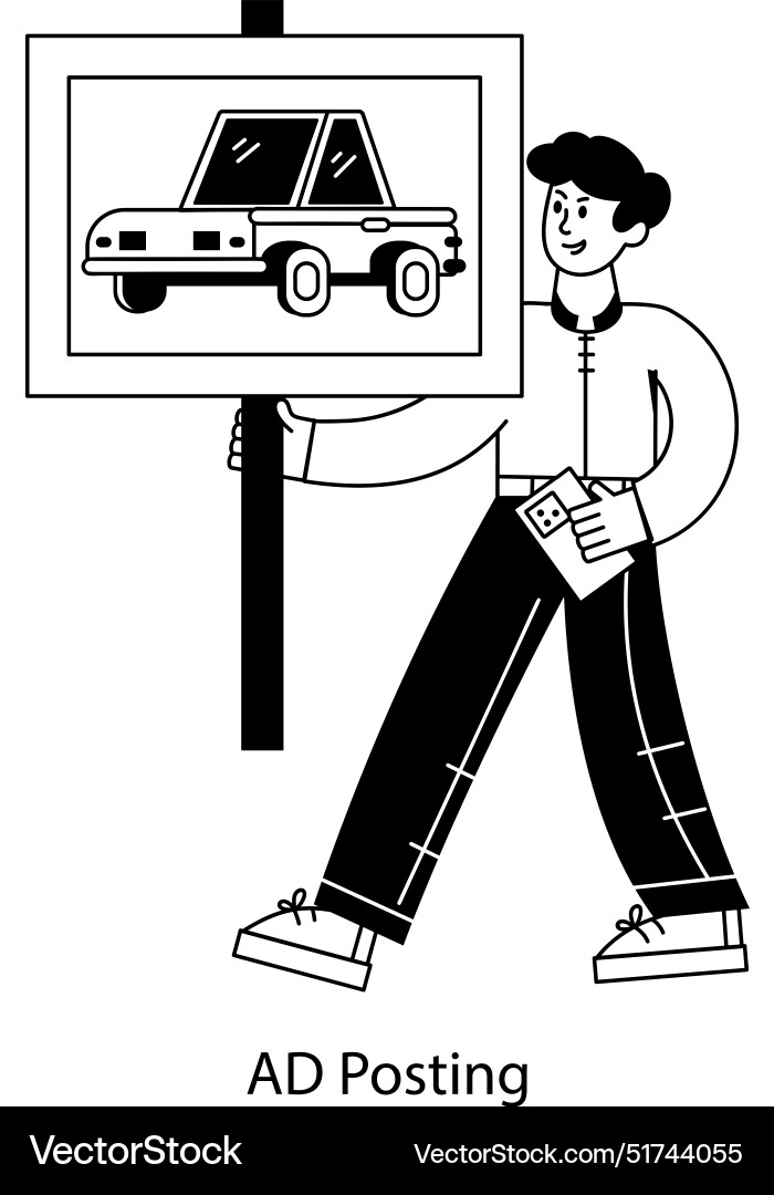 Premium outline mini of ad posting Royalty Free Vector Image