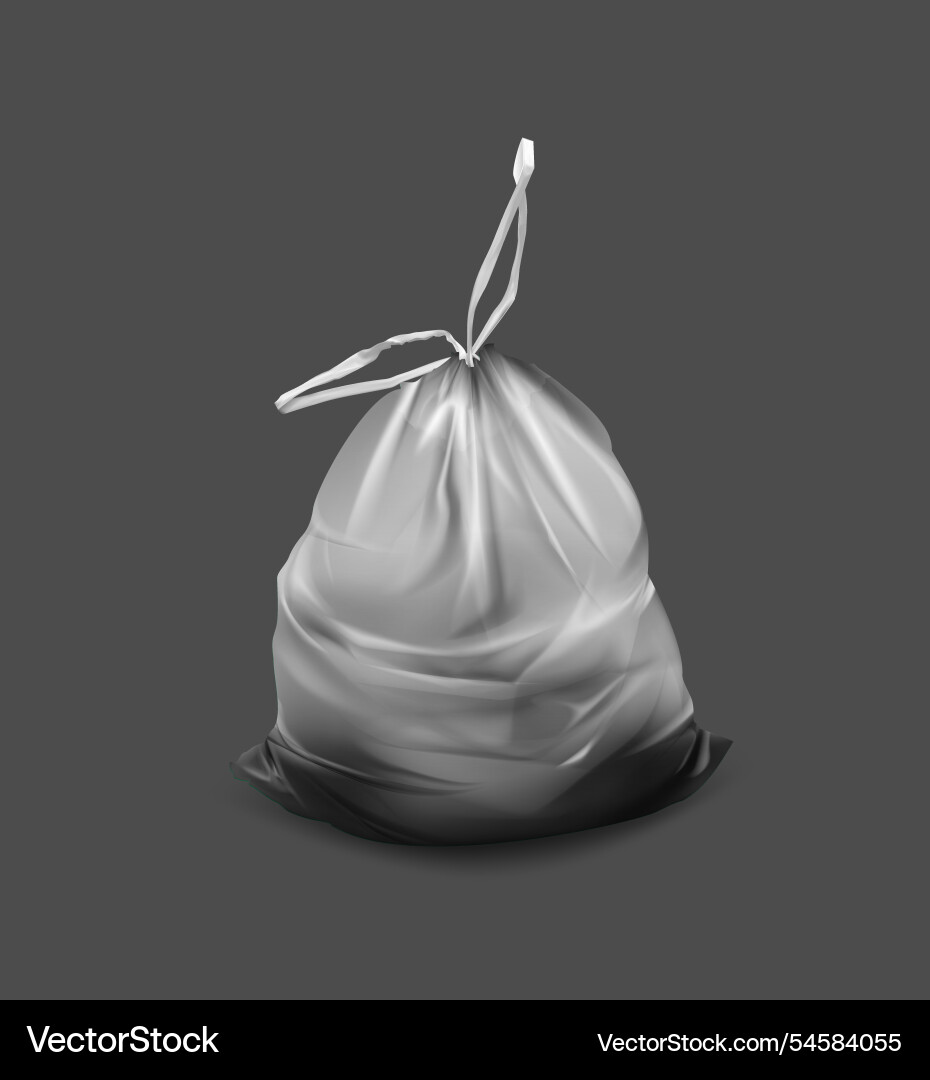 Realistic detailed 3d grey plastic trash bag Vector Image
