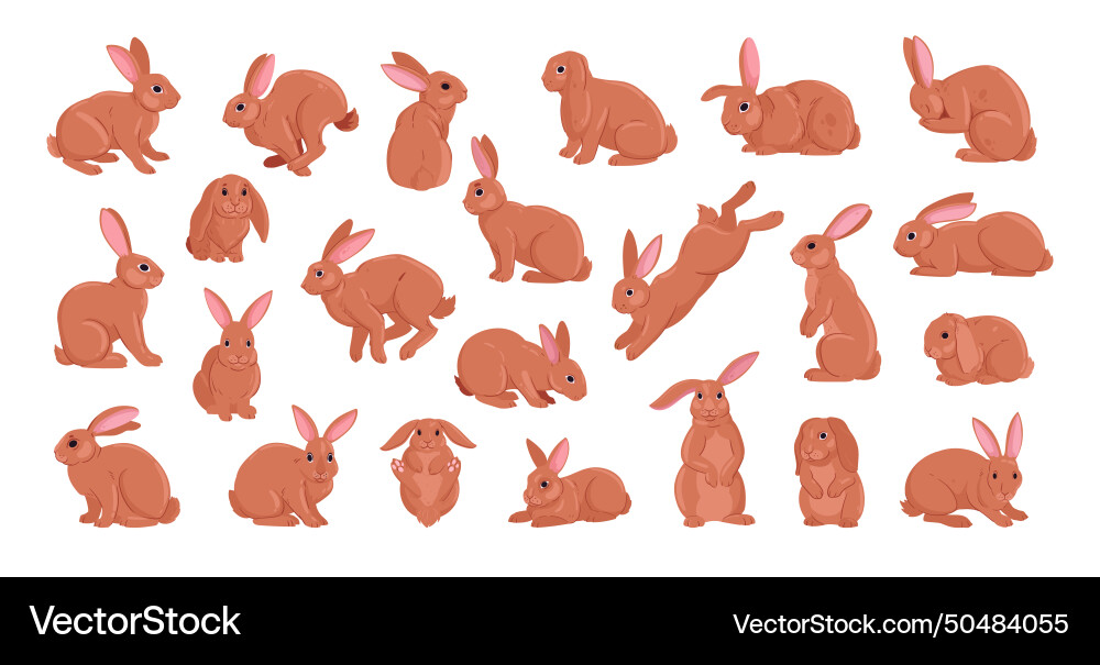 Spring bunnies cartoon easter holiday rabbits Vector Image