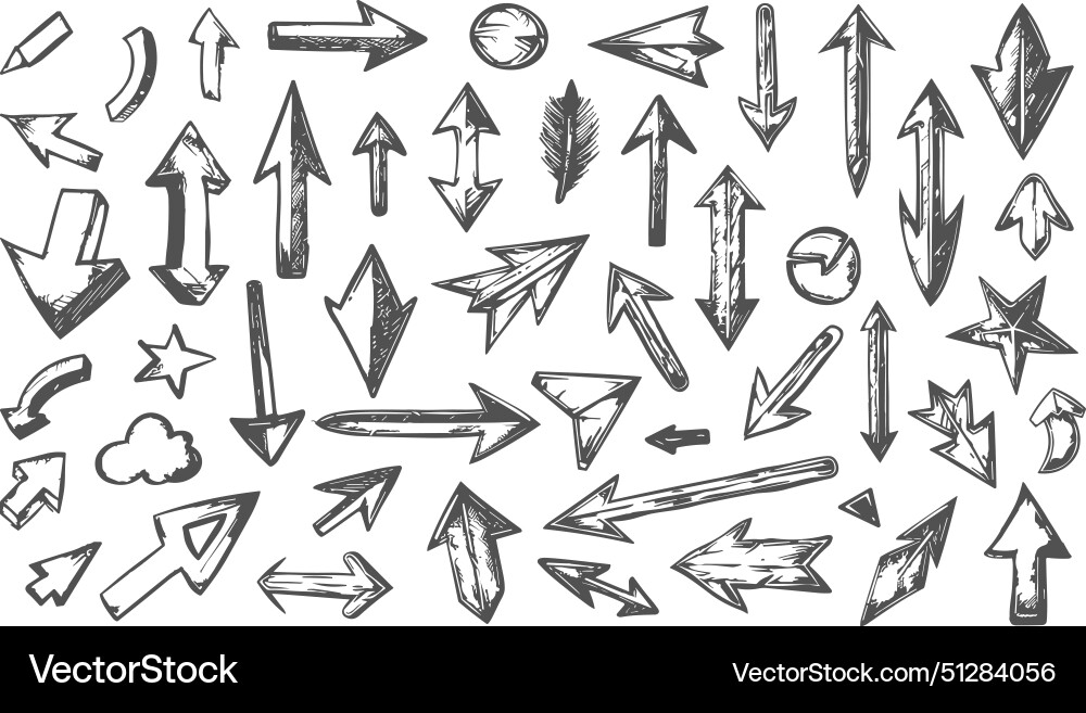 Black hand drawn arrows pointers signs Royalty Free Vector