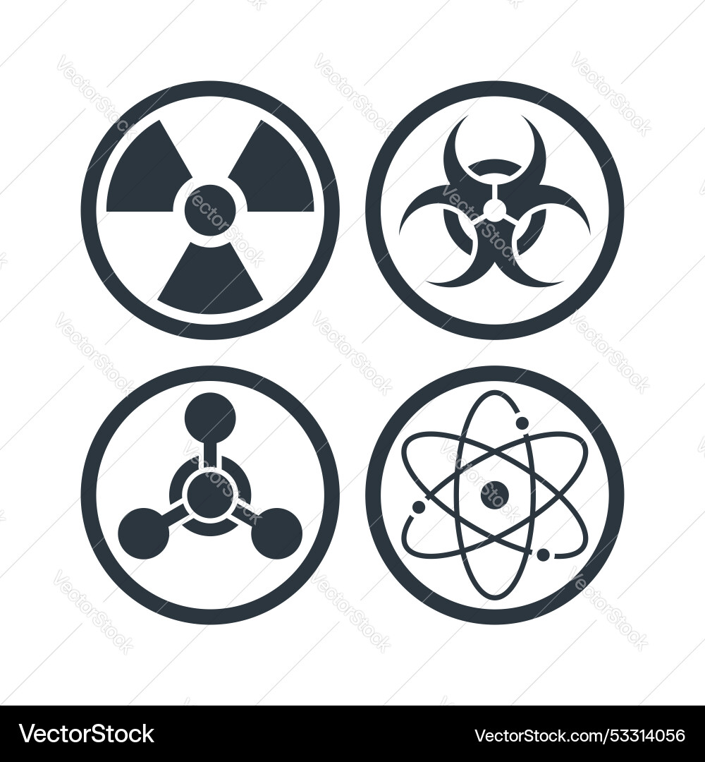 Cbrn symbols in flat style Royalty Free Vector Image