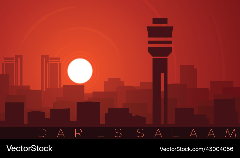 Dar es salaam low sun skyline scene Royalty Free Vector