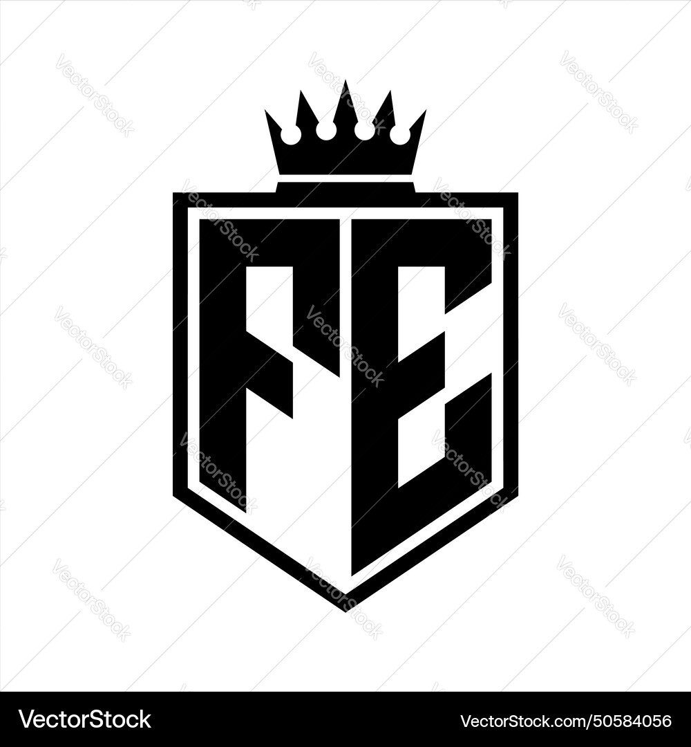 Fe logo monogram bold shield geometric shape Vector Image