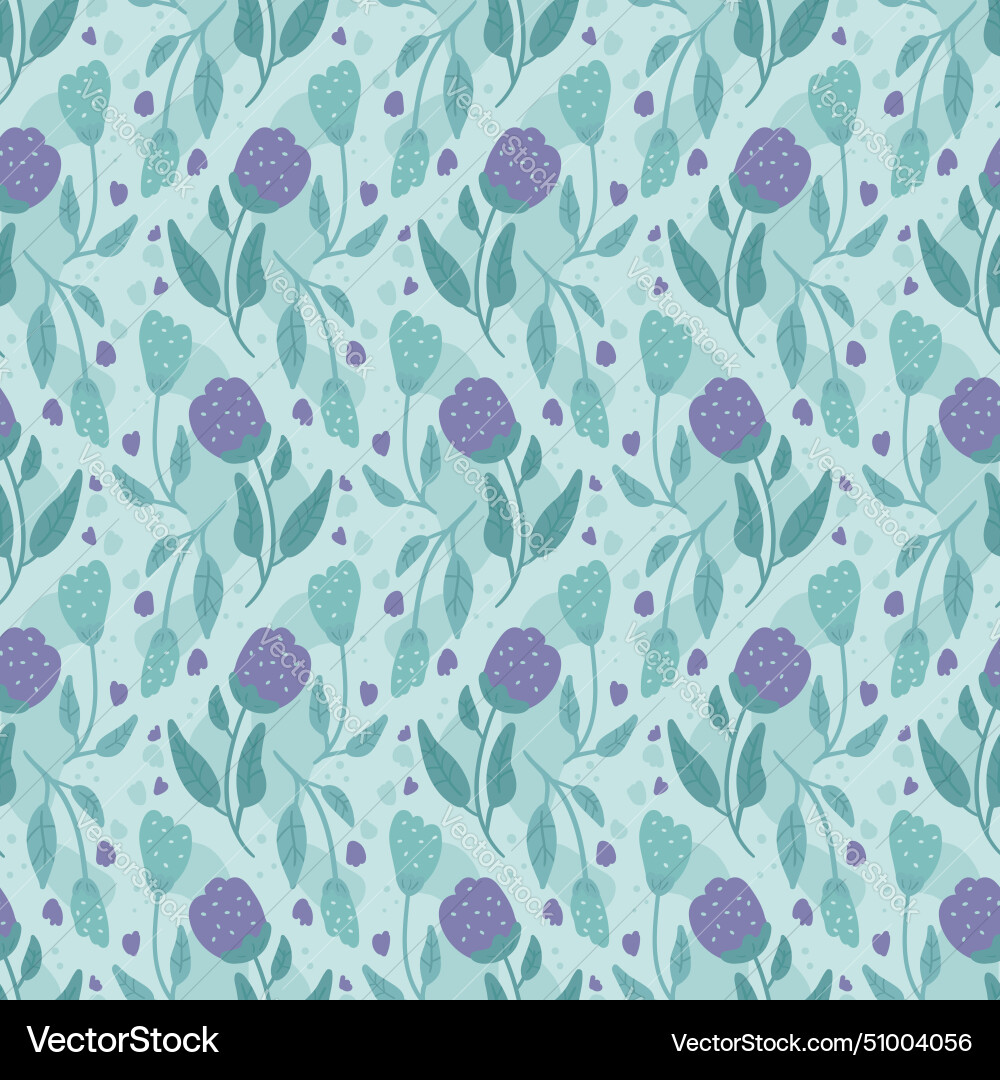 Flowers seamless pattern blue and violet Vector Image